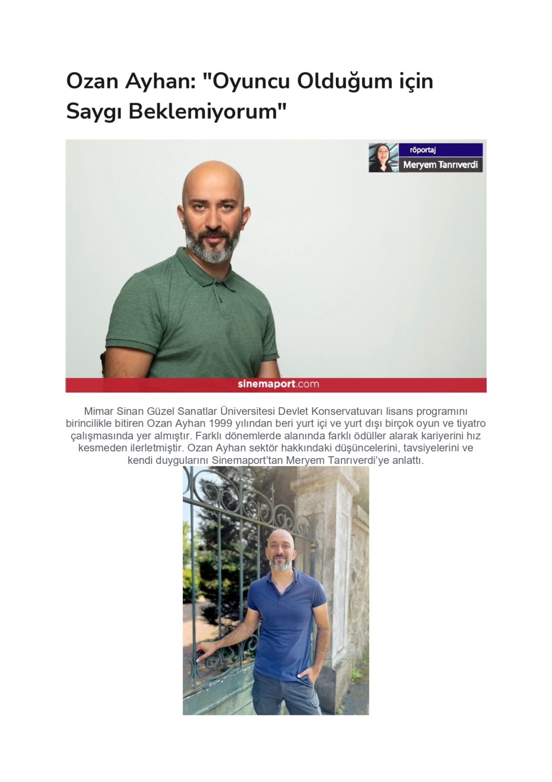 Ozan Ayhan | Sinemaport Röportajı - Nimet Atasoy